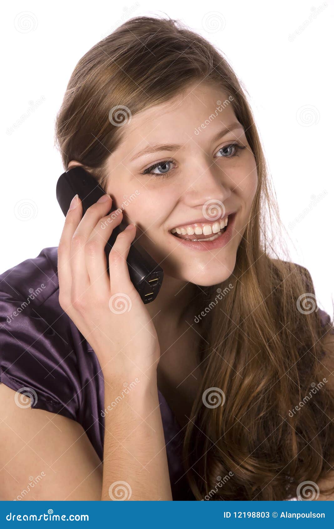 Woman laughing on phone stock image. Image of happy, girl - 12198803