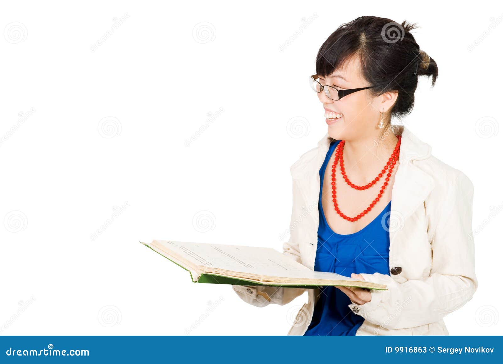 Woman Laughing while Reading Stock Image - Image of learning, beautiful ...