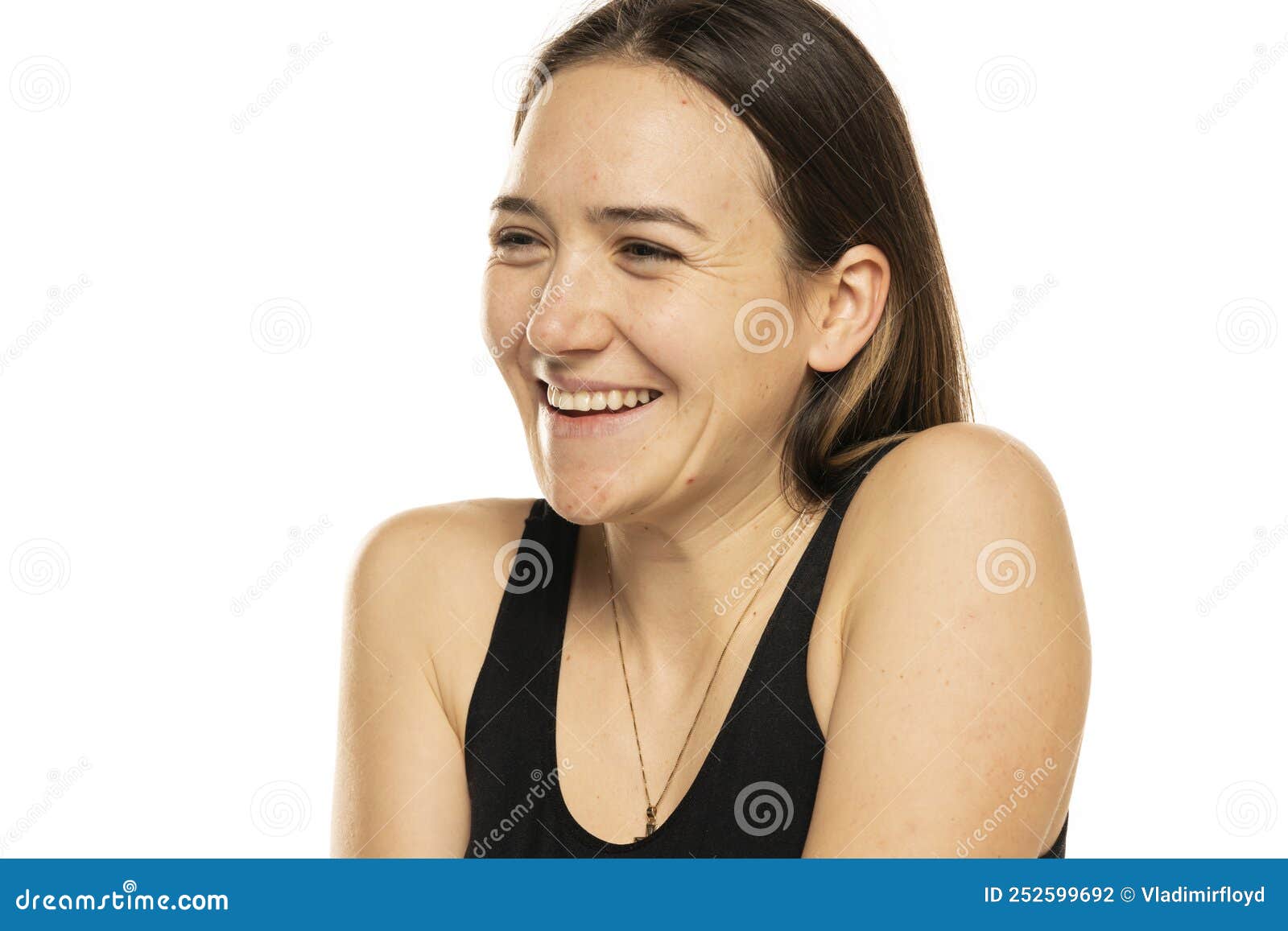 Woman laughing stock photo. Image of close, smile, beauty - 252599692