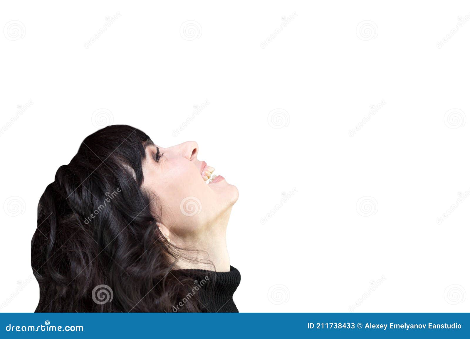 The Woman Laughs with Her Head Tilted Back Stock Image - Image of ...