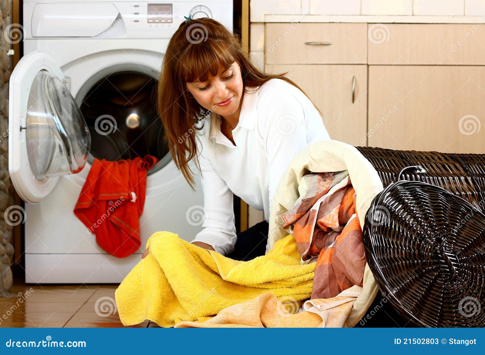 Woman with laundry stock image. Image of close, laundry - 21502803
