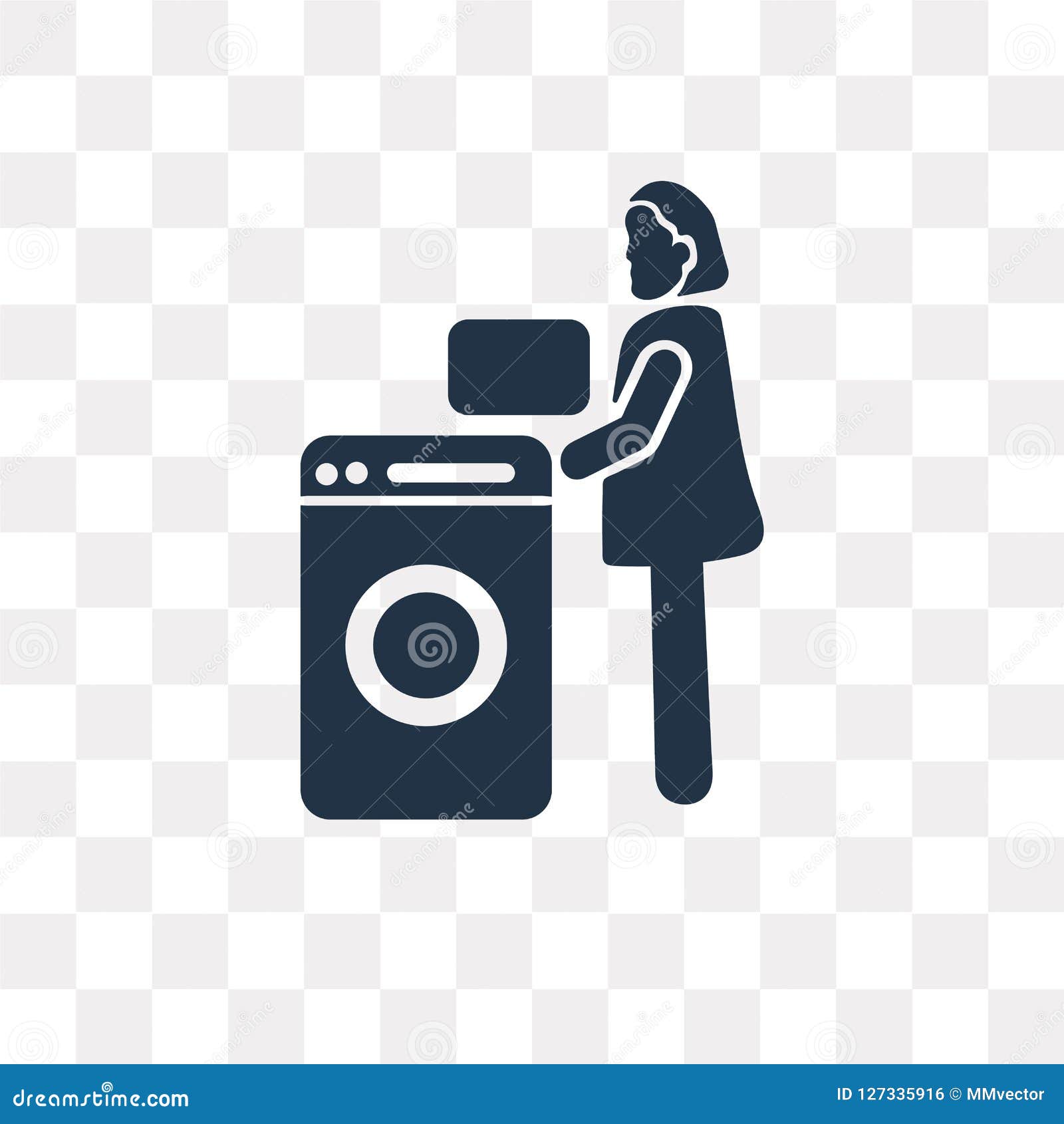 Woman and Laundry Vector Icon Isolated on Transparent Background Stock ...
