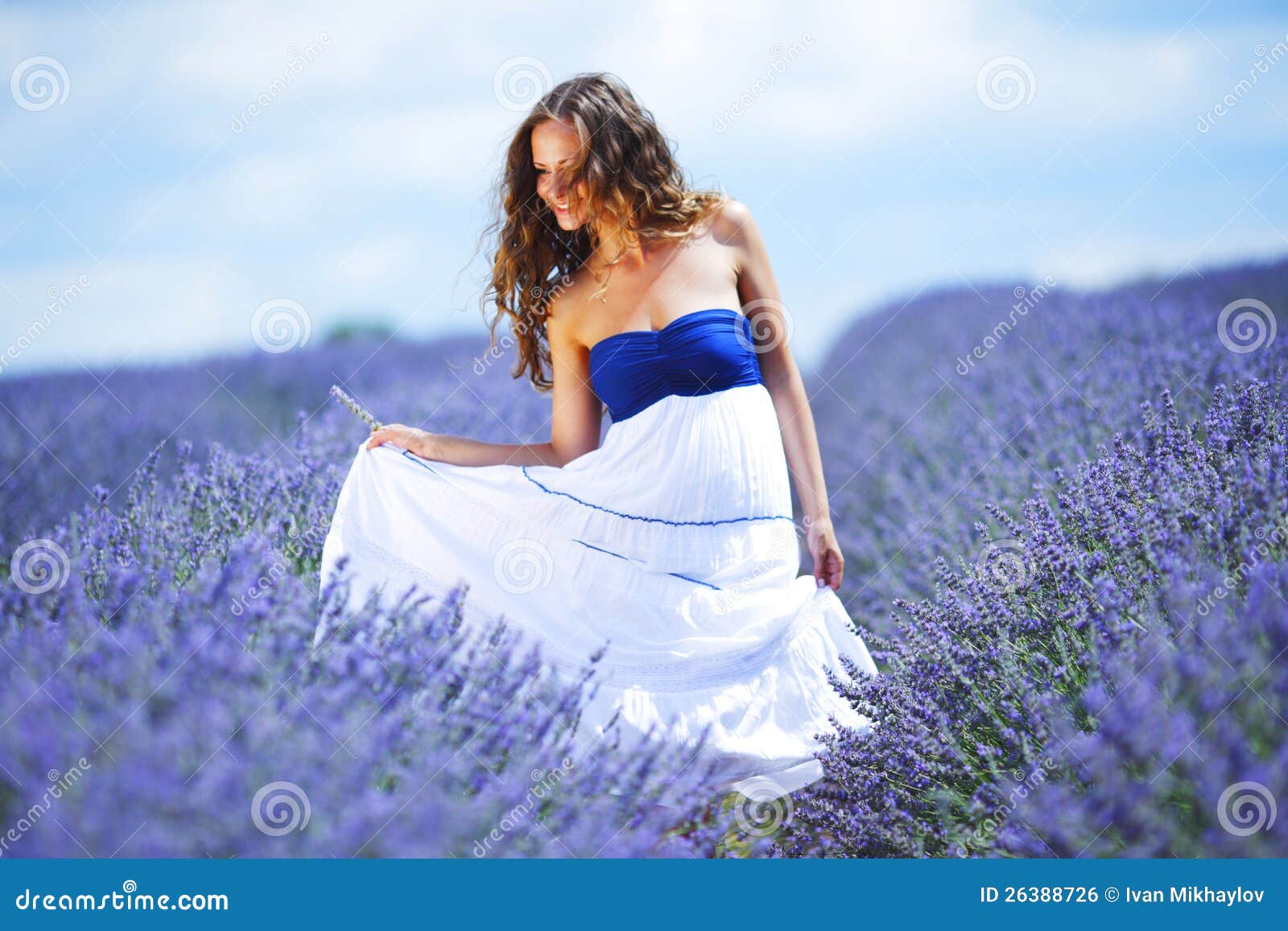 Woman on lavender field stock photo. Image of beautiful - 26388726