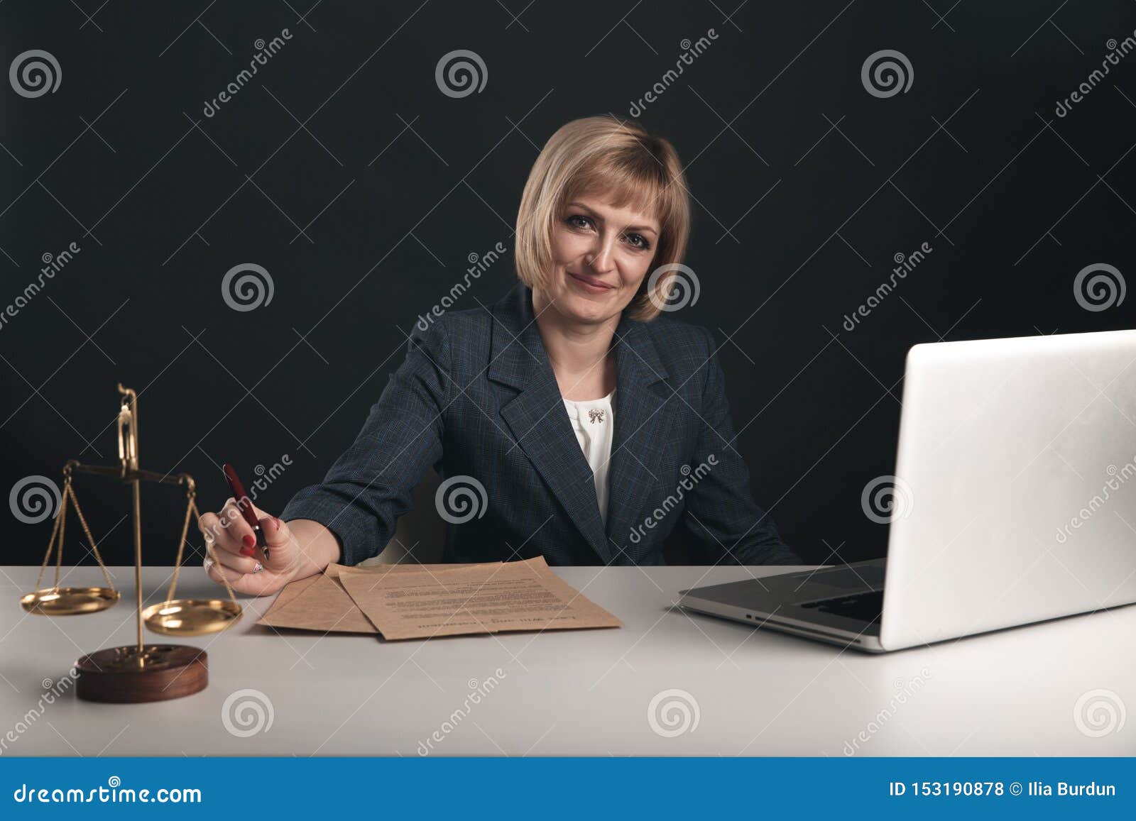 Woman Lawyer Concept. Sitting at the Table and Working. Stock Photo ...