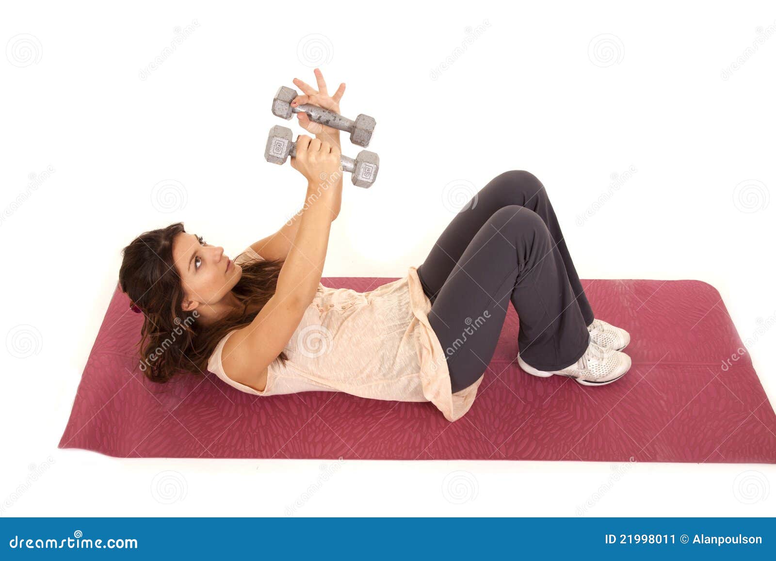 Woman lay weight stock image. Image of fitness, isolated - 21998011