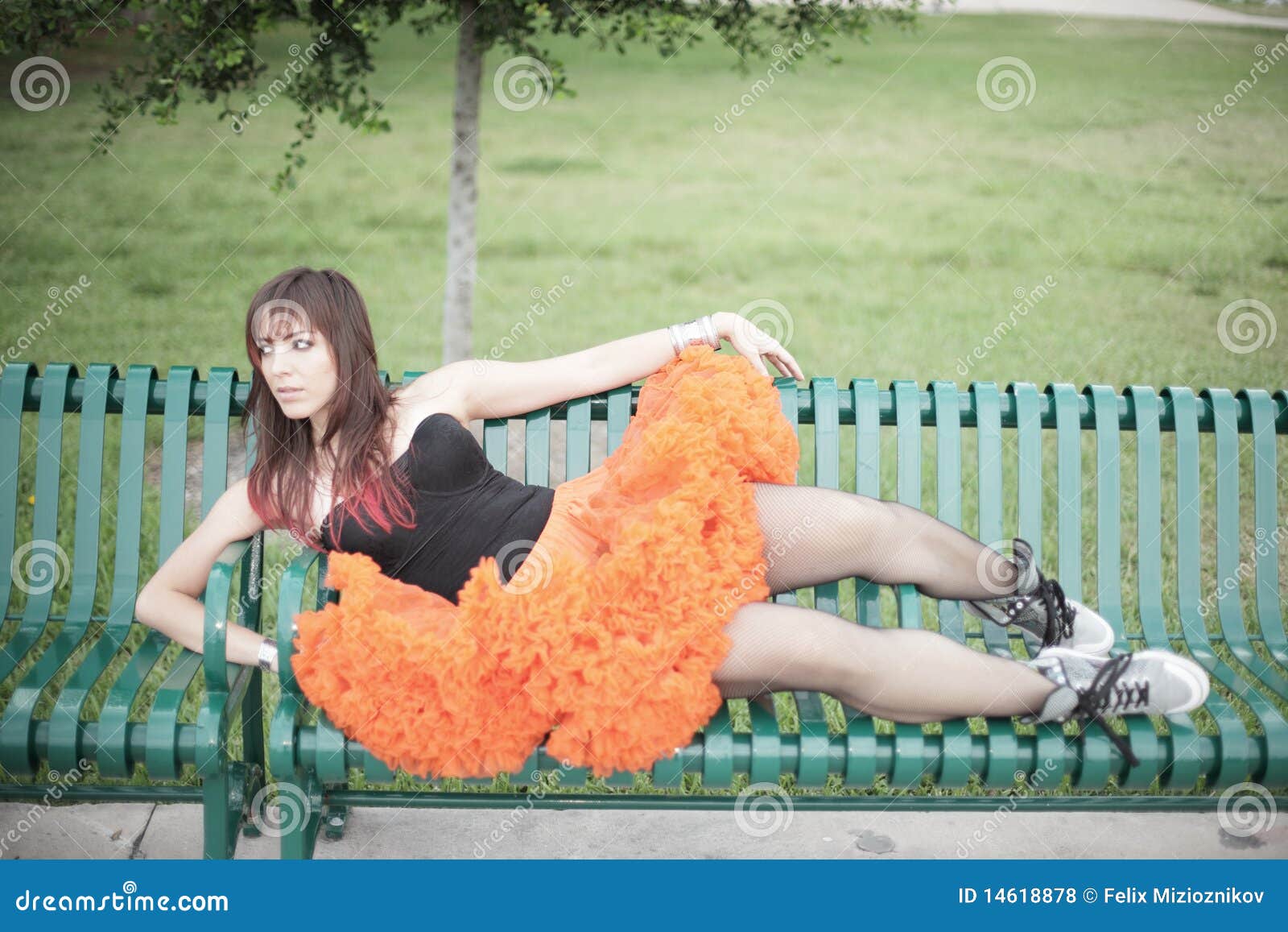 Woman laying on the bench stock photo. Image of ballerina - 14618878