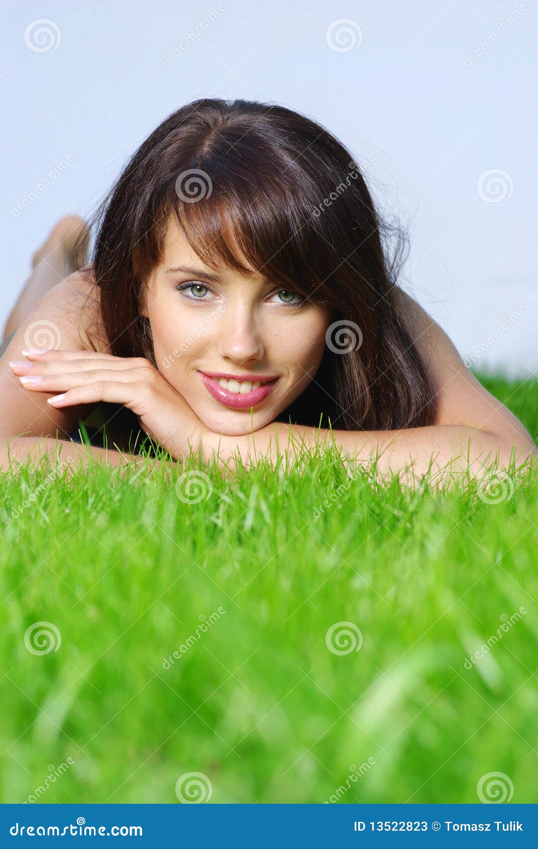 Woman laying on grass stock image. Image of plant, glamour - 13522823