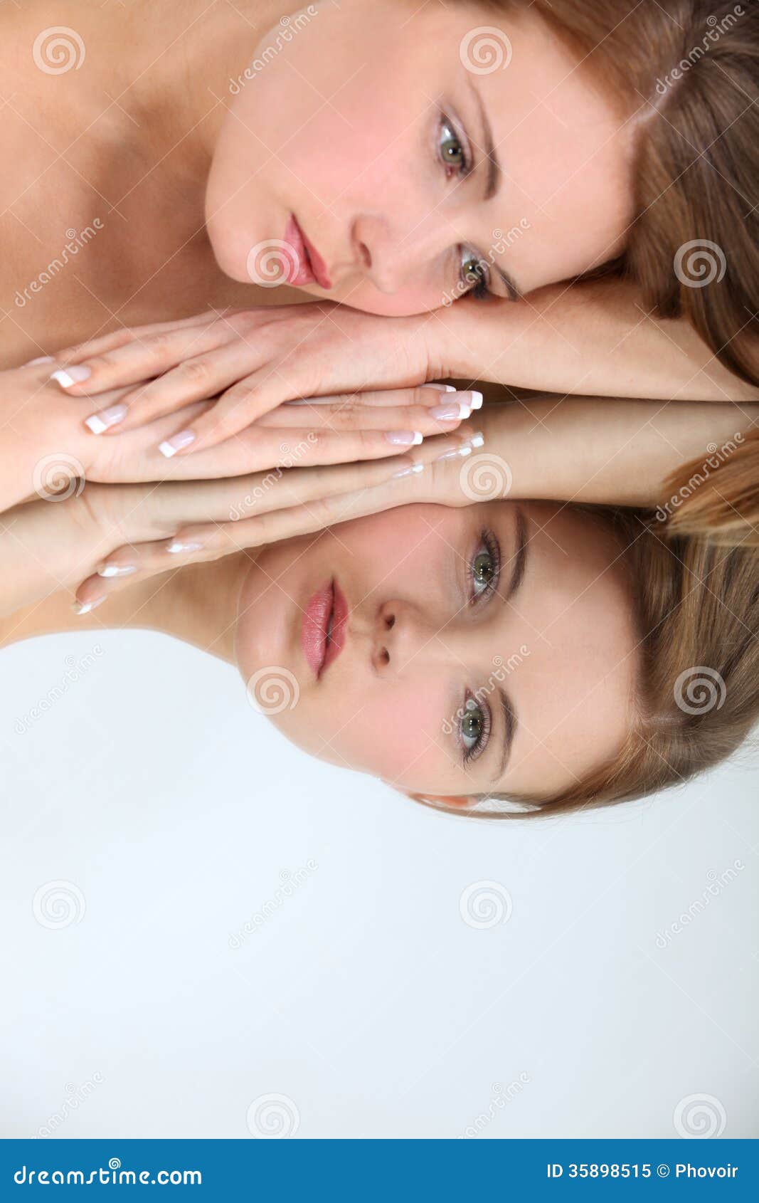 Woman laying on mirror stock image. Image of attractive - 35898515