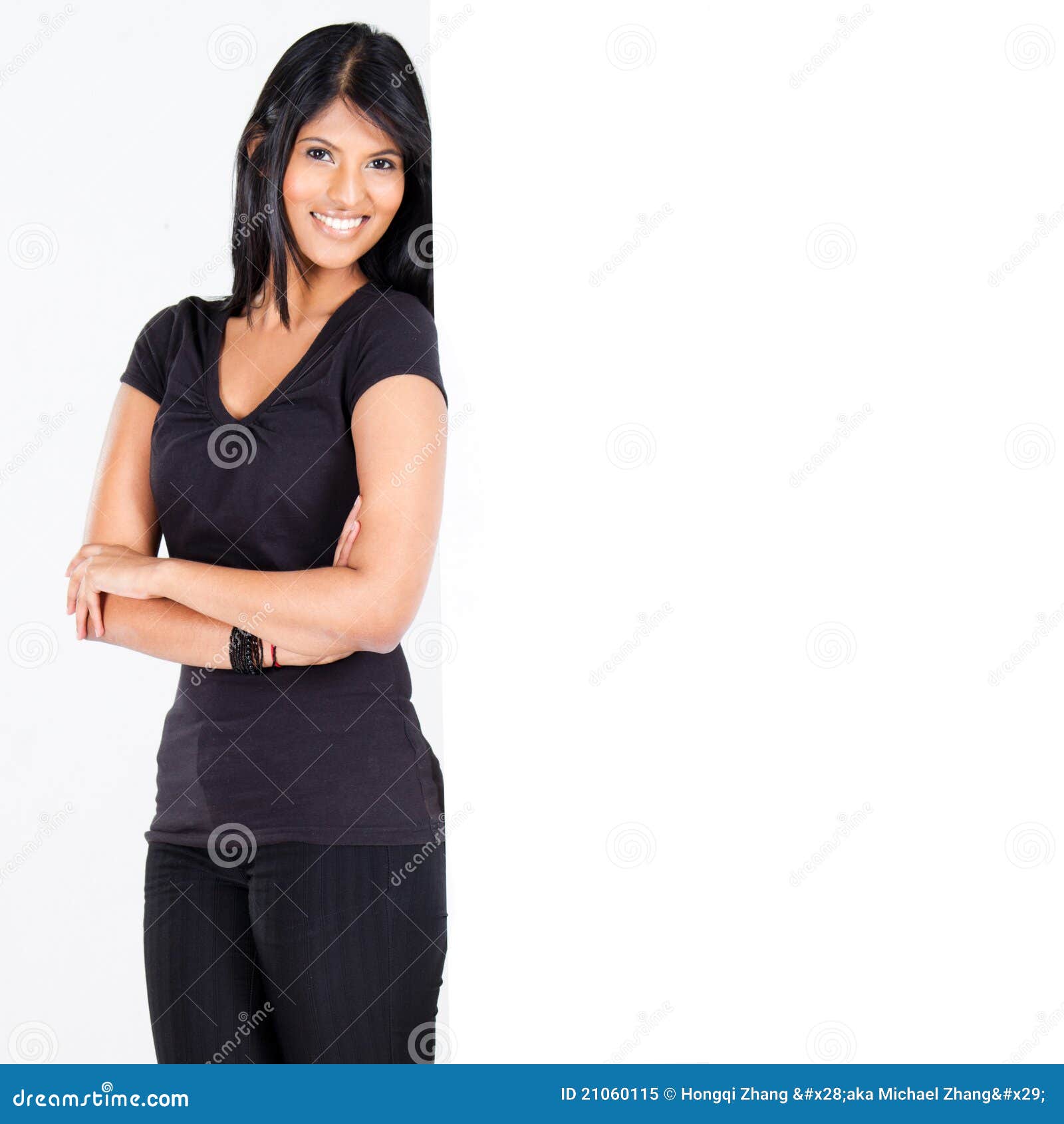 Woman lean on white board stock image. Image of beautiful - 21060115