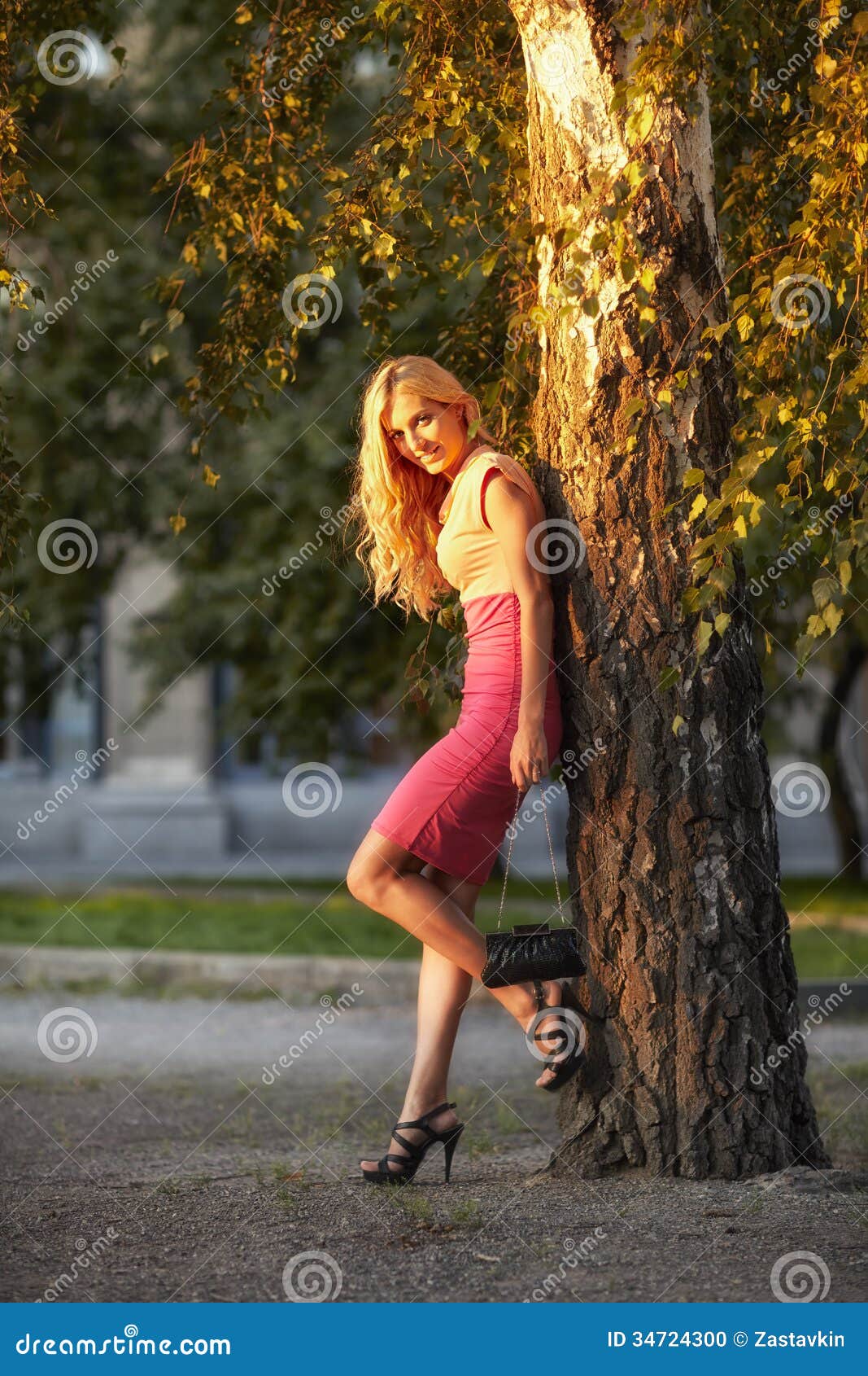 Woman Leaned Against a Birch Tree. Stock Photo - Image of outdoor, hair ...