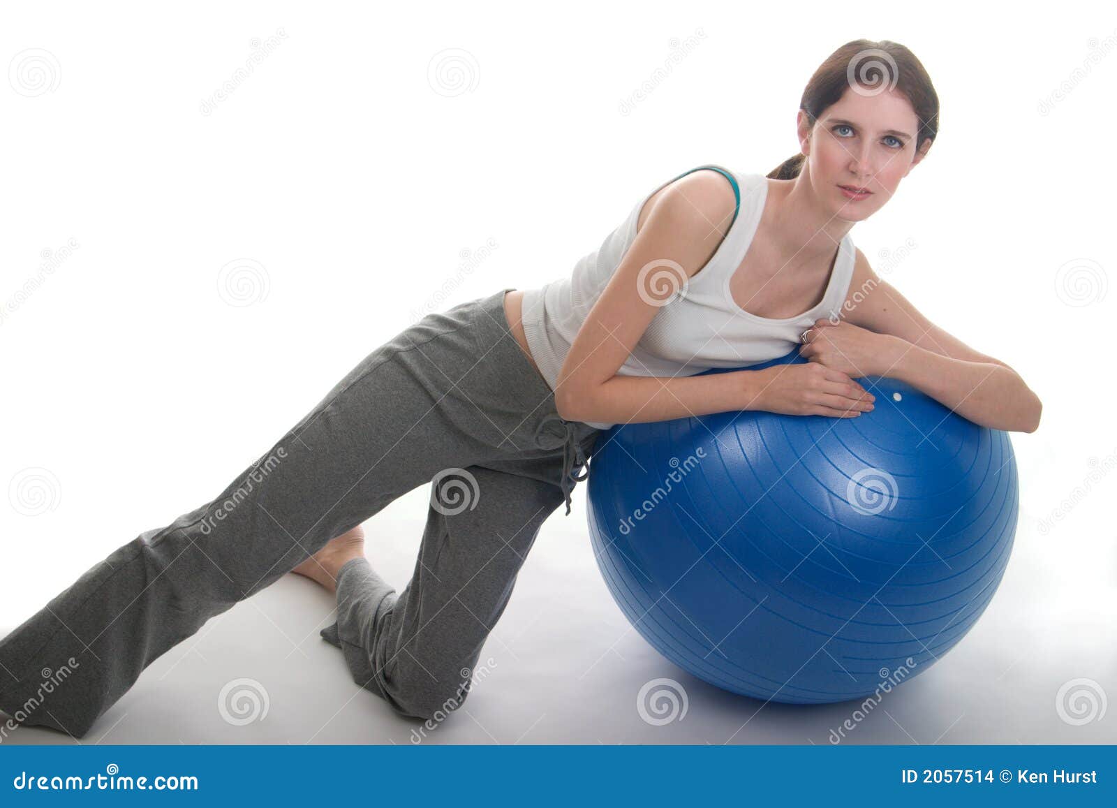 Woman Leaning on Exercise Ball Stock Photo - Image of leaning, lean ...