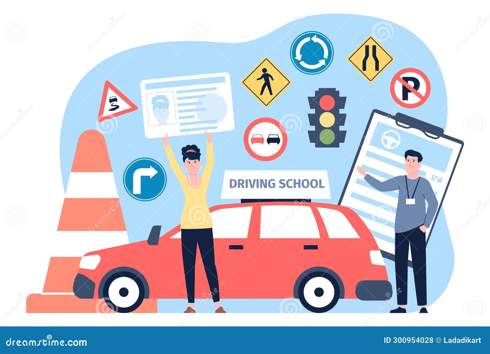 Woman Learning at Driving School and Taking Driver License. Education ...