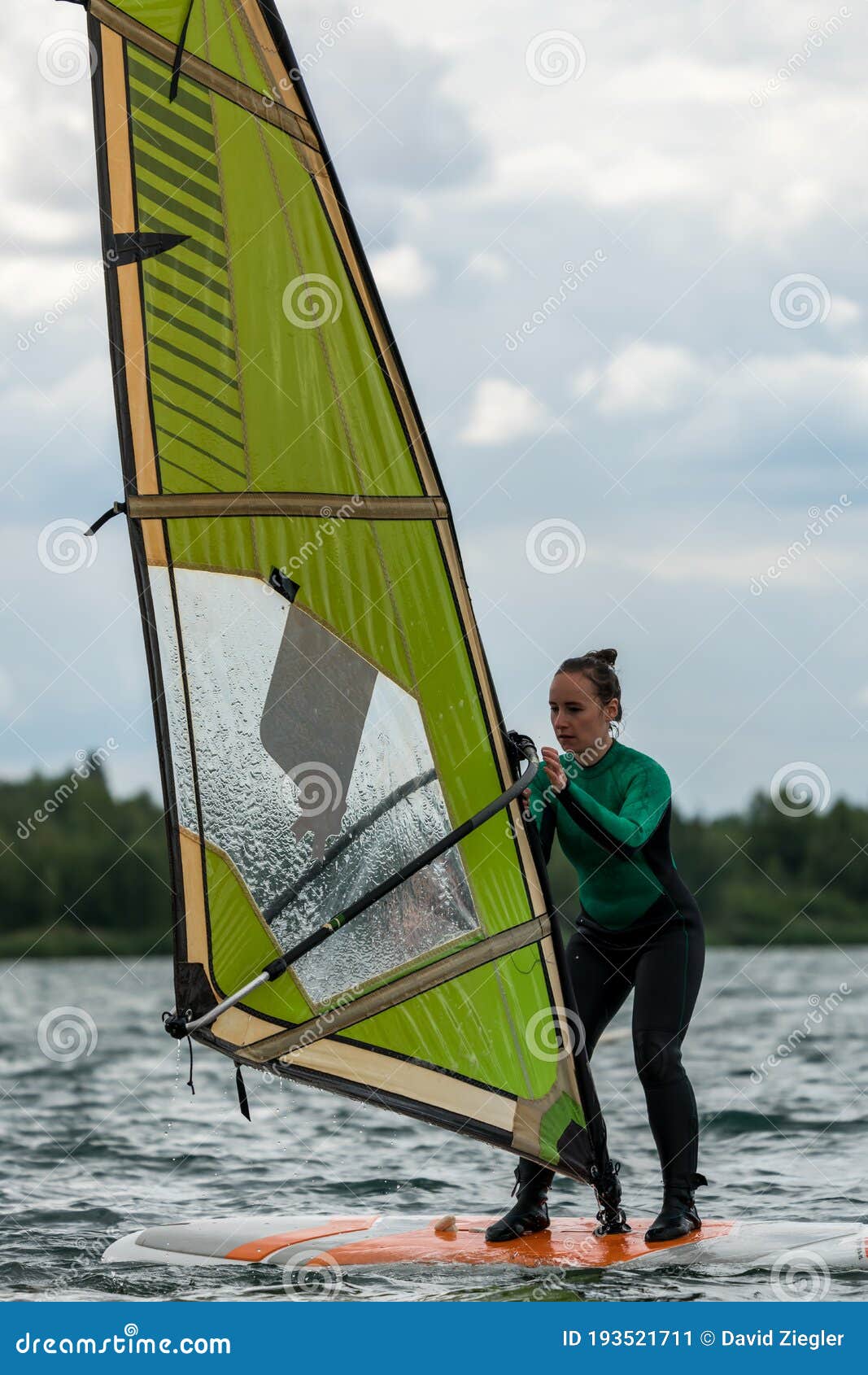 Woman Learning How To Windsurf Stock Image - Image of windsurfing ...