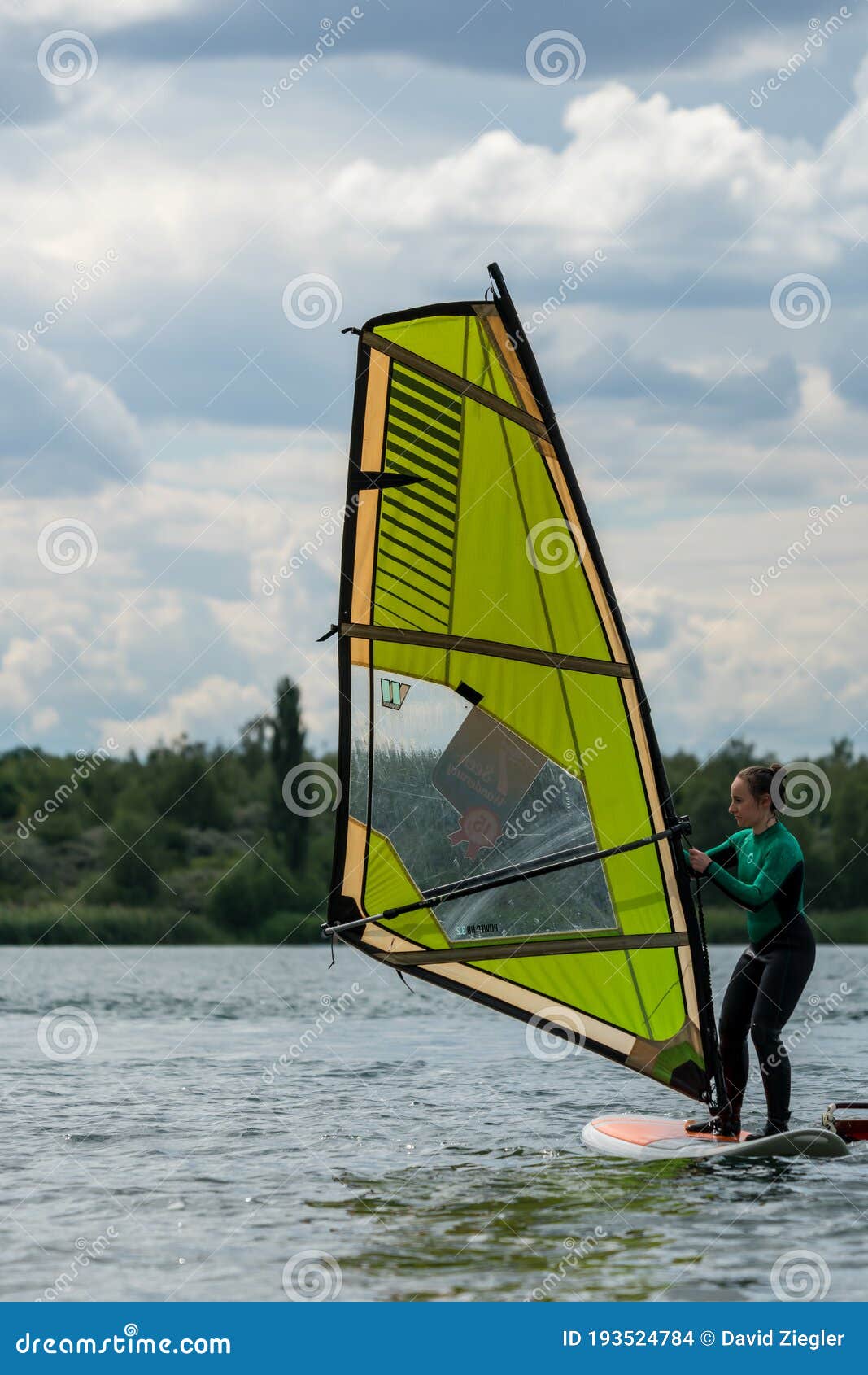 Woman Learning How To Windsurf Stock Photo - Image of activity, lake ...