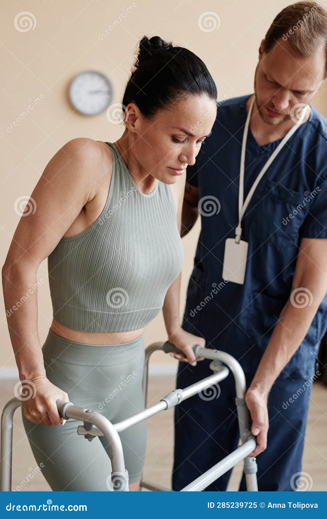 Woman Learning To Walk Using Walker Stock Image - Image of medical ...