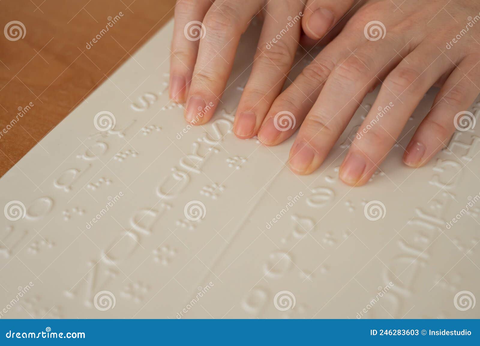 A Woman Learns the Braille Alphabet Using a Decoder. Stock Image ...