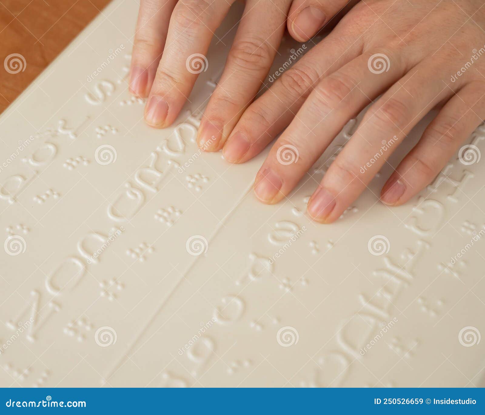 A Woman Learns the Braille Alphabet Using a Decoder. Stock Image ...