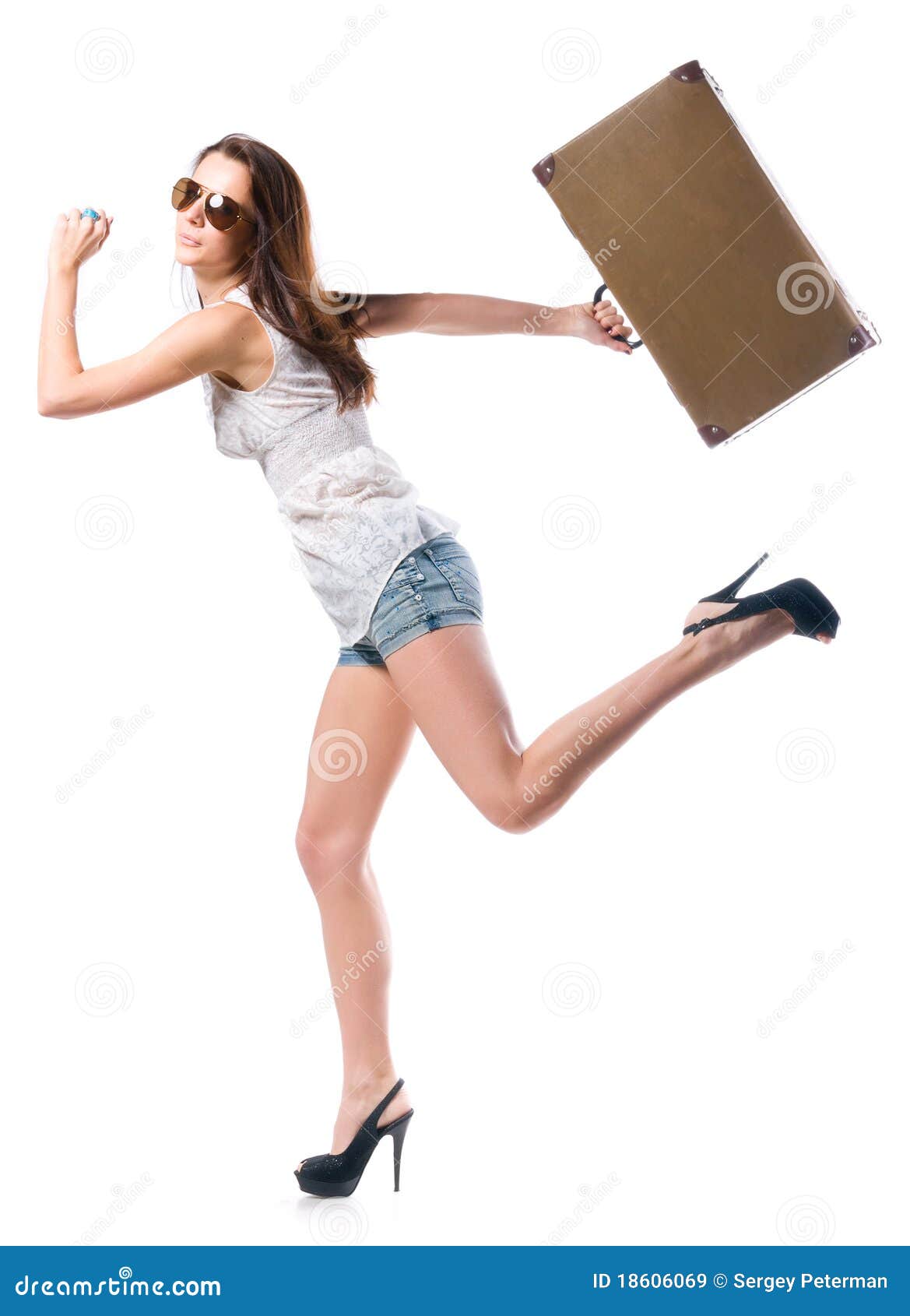 Woman with leather case stock image. Image of hurry, case - 18606069