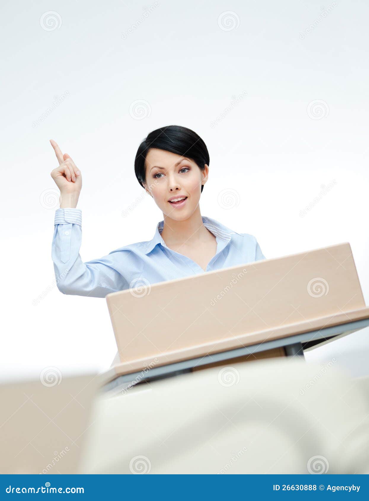 Woman Lecturer at the Podium Stock Photo - Image of gesture, commerce ...