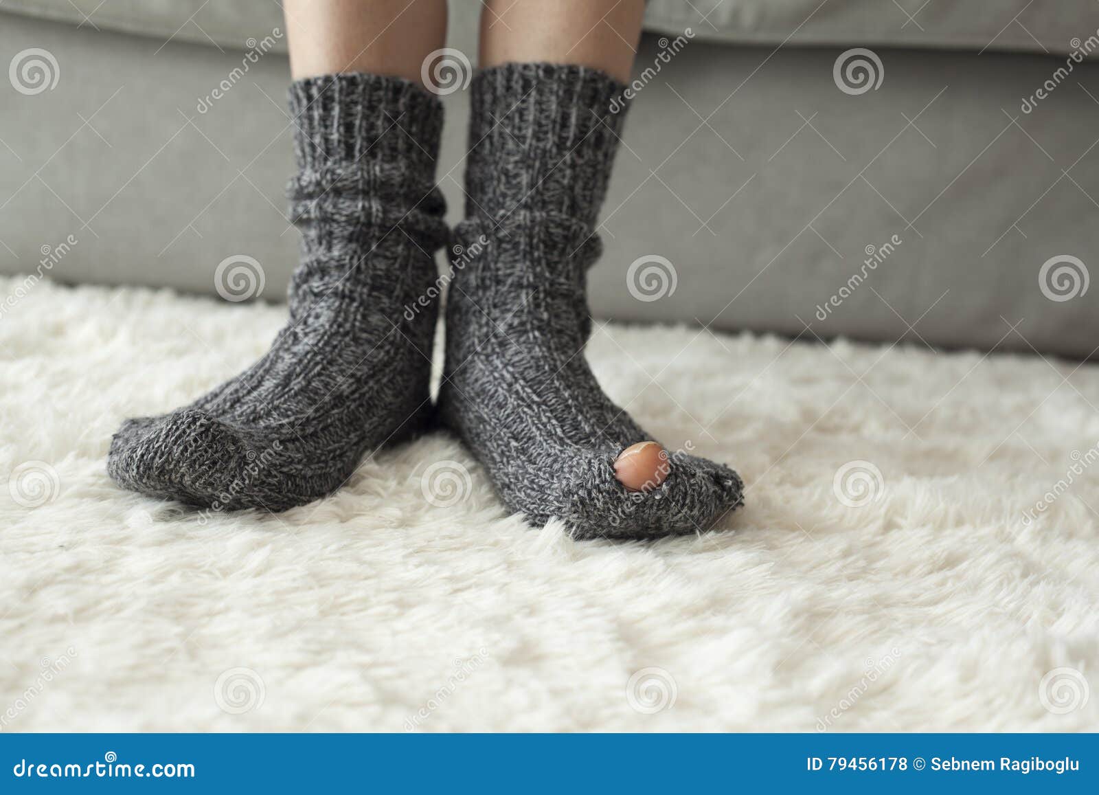 Woman leg in rip sock stock photo. Image of girl, indoor - 79456178