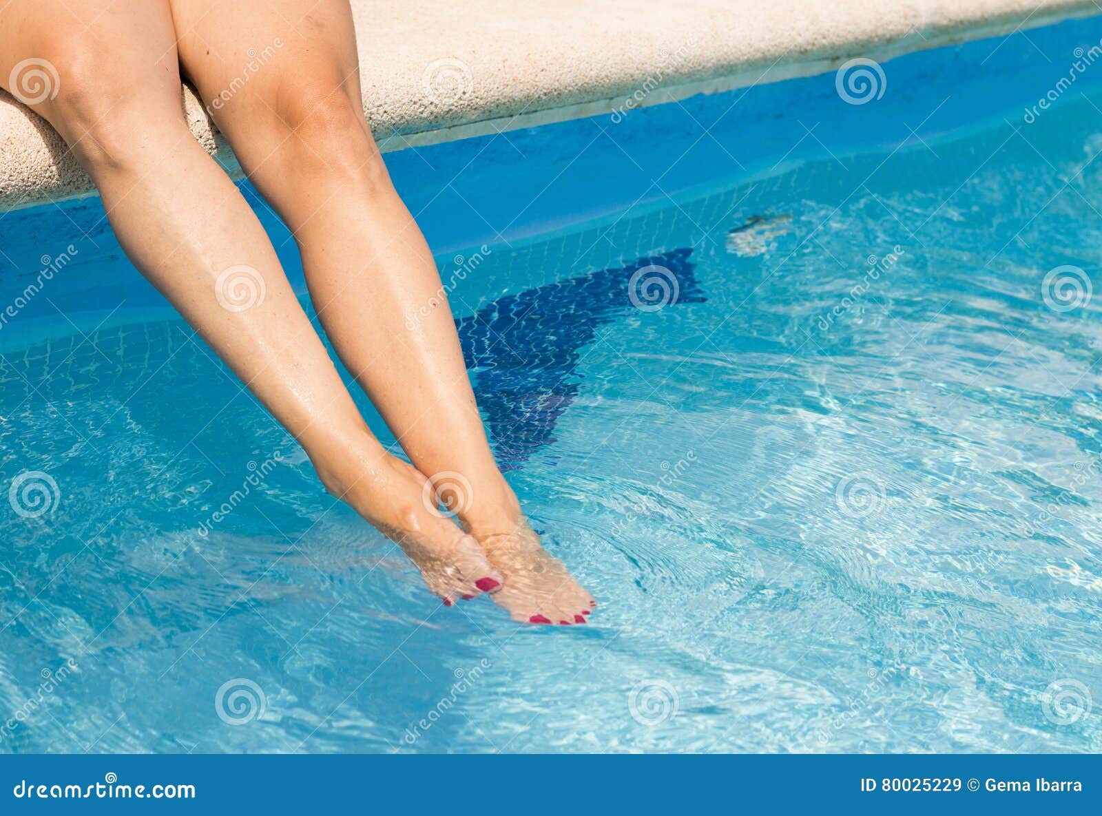 Woman legs on pool water stock image. Image of women - 80025229