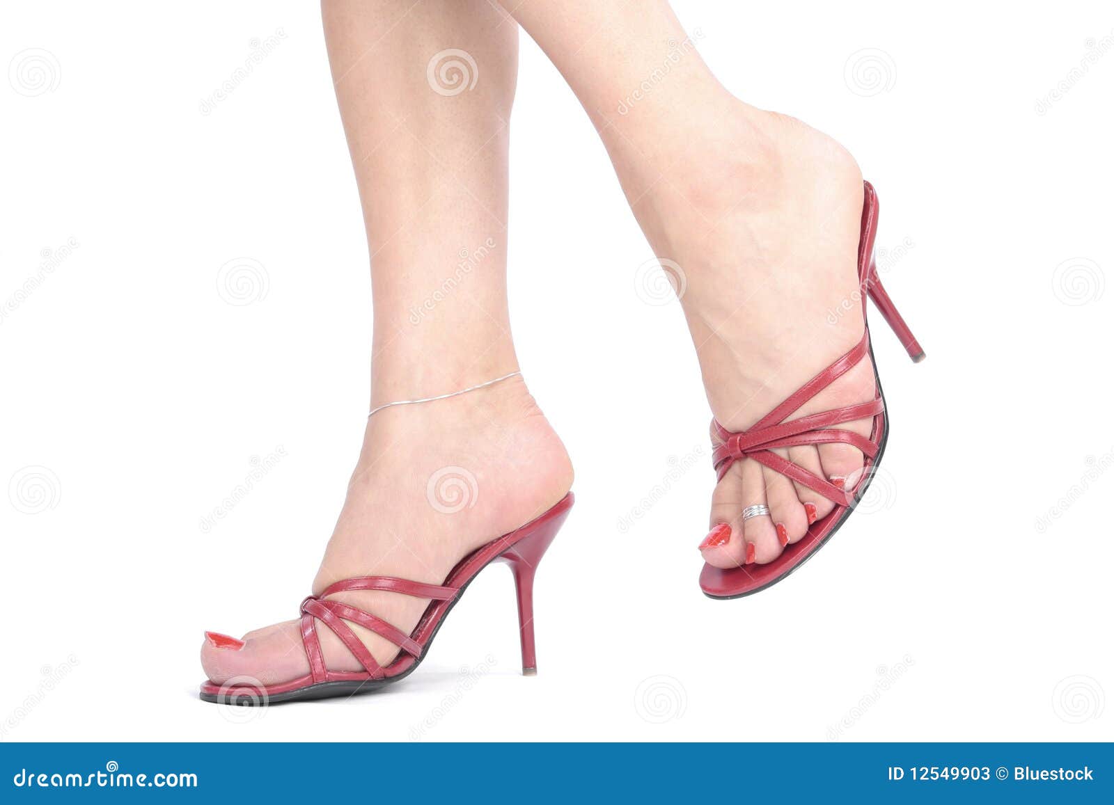 Woman Legs with Red High HeelS Stock Image - Image of fashion, white ...