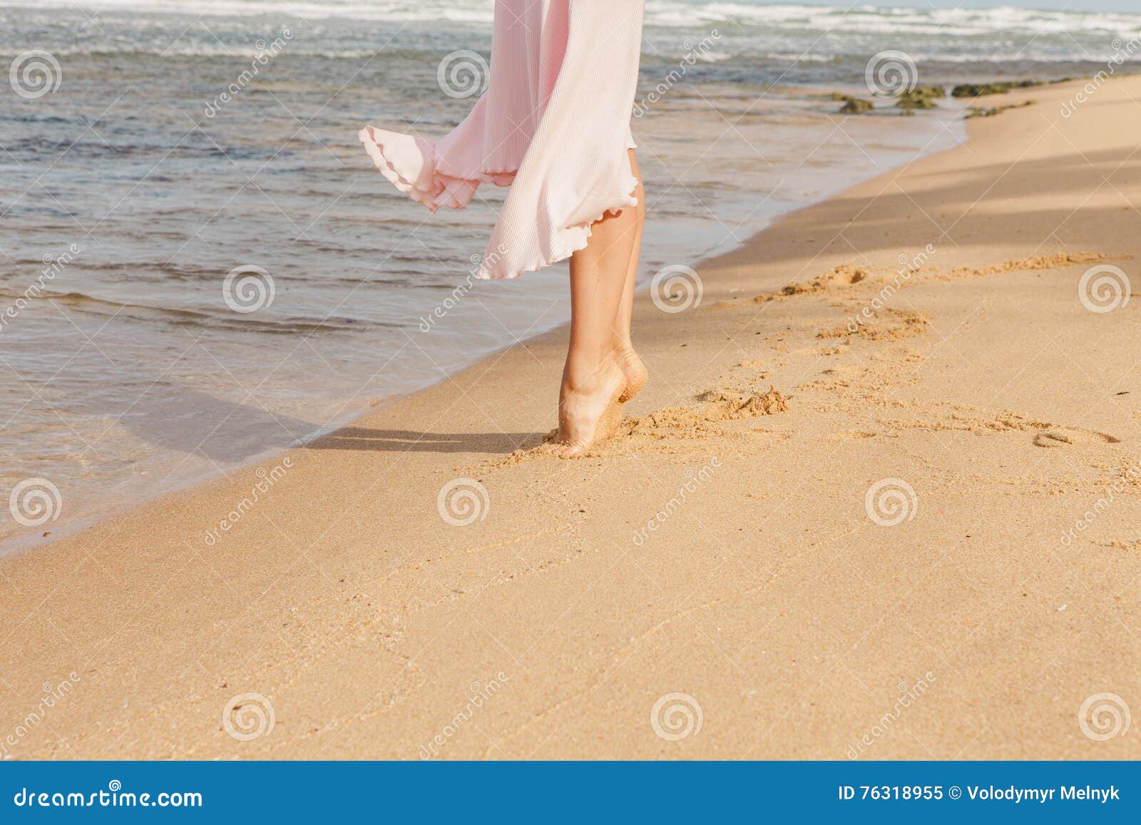 Woman Legs Walking on the Beach Sand Stock Image - Image of outdoor ...