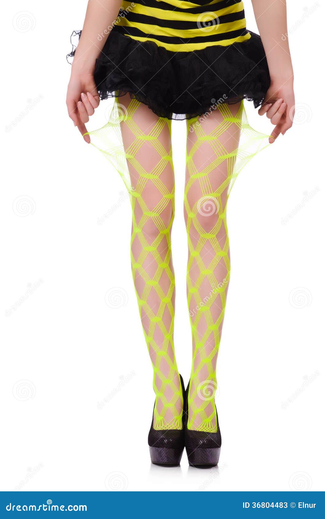 Woman Legs in Yellow Fishnet Stock Image - Image of clothing, elegant ...