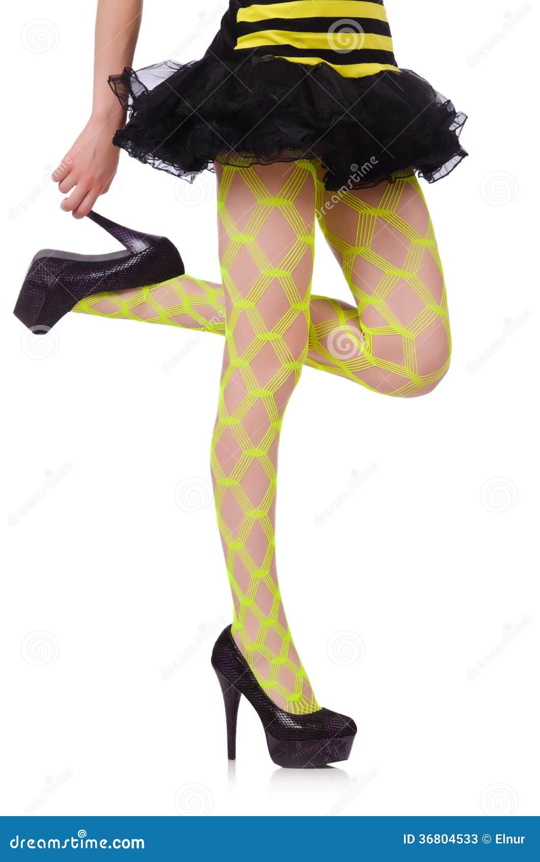Woman Legs in Yellow Fishnet Stock Image - Image of foot, fashion: 36804533