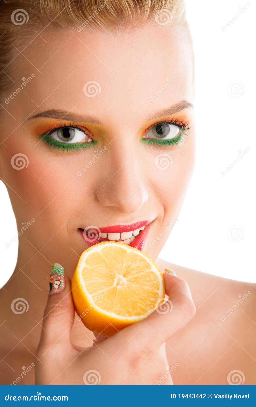 Woman with lemon stock photo. Image of isolated, fruit - 19443442