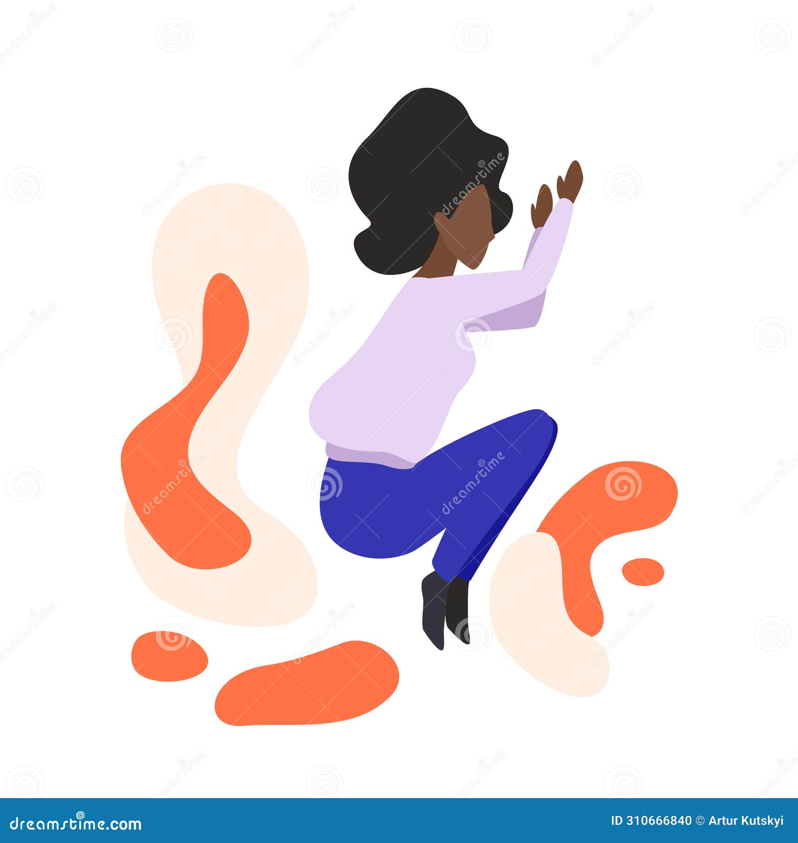 Woman Levitating and Floating with Pleasure in Dynamic Freedom Space ...