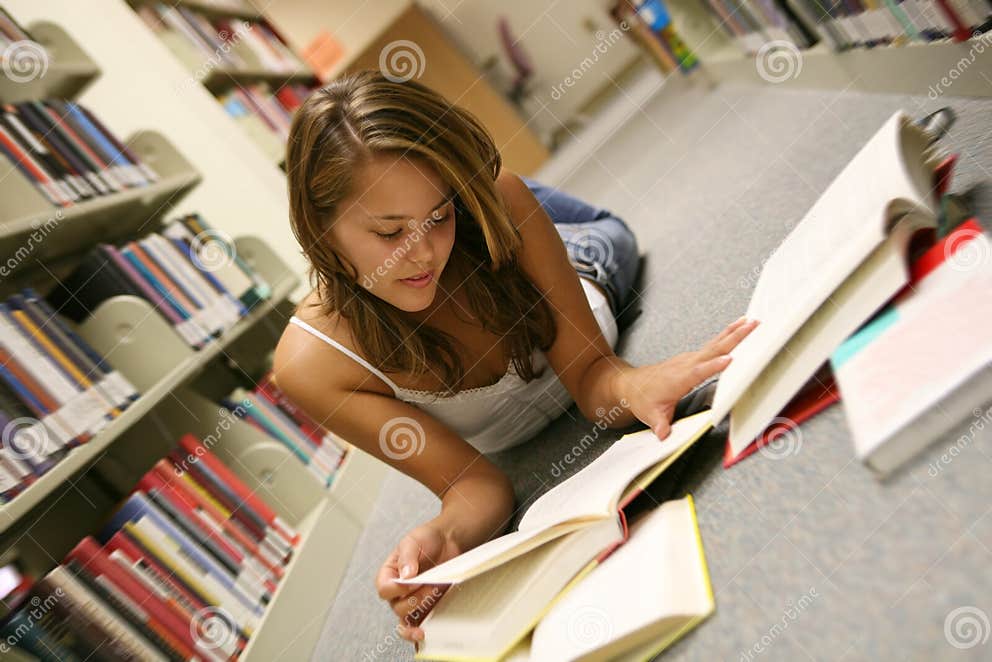 Woman in Library stock photo. Image of education, inside - 1370746
