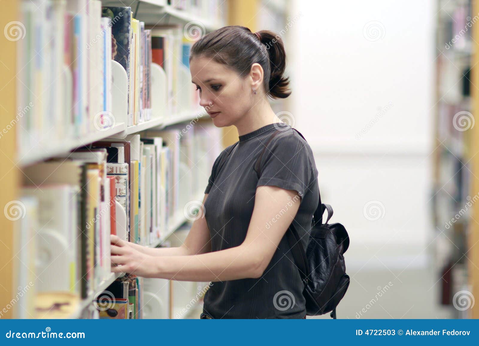 Woman in the library stock image. Image of learning, curiosity - 4722503