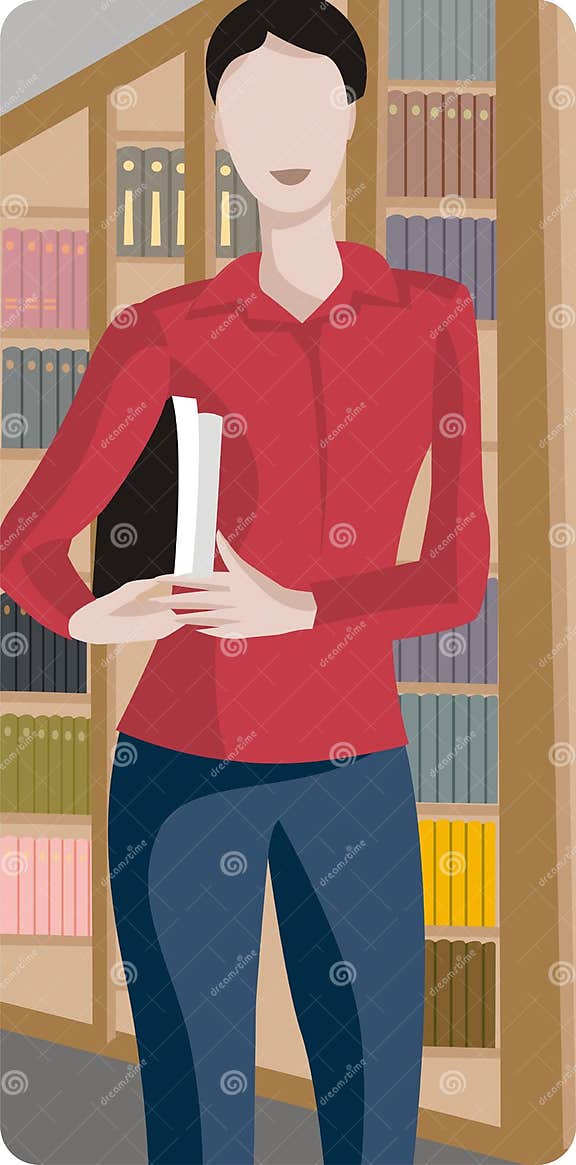 Woman in Library Illustration Stock Vector - Illustration of female ...