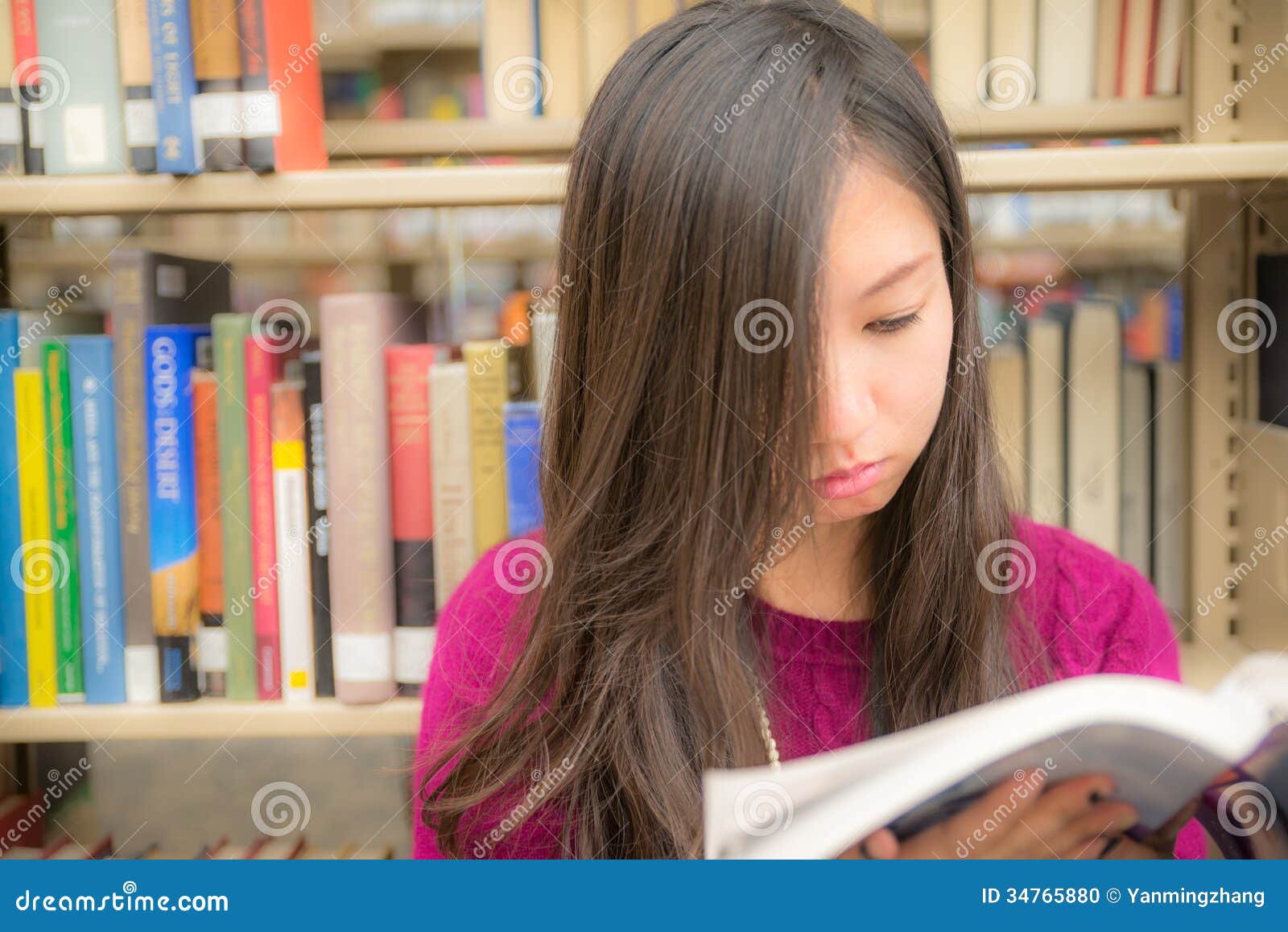 Woman in library stock photo. Image of library, portrait - 34765880