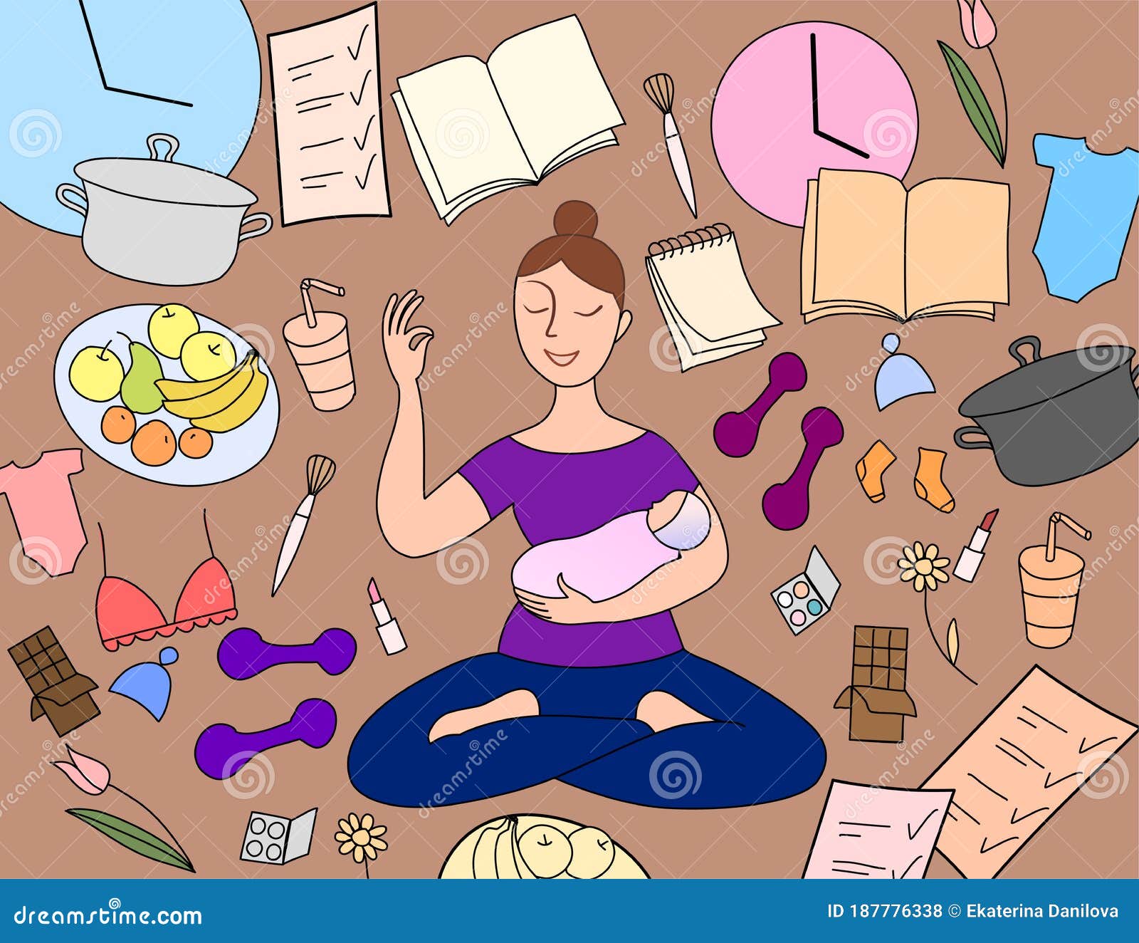 Woman life in modern world stock vector. Illustration of newborn ...