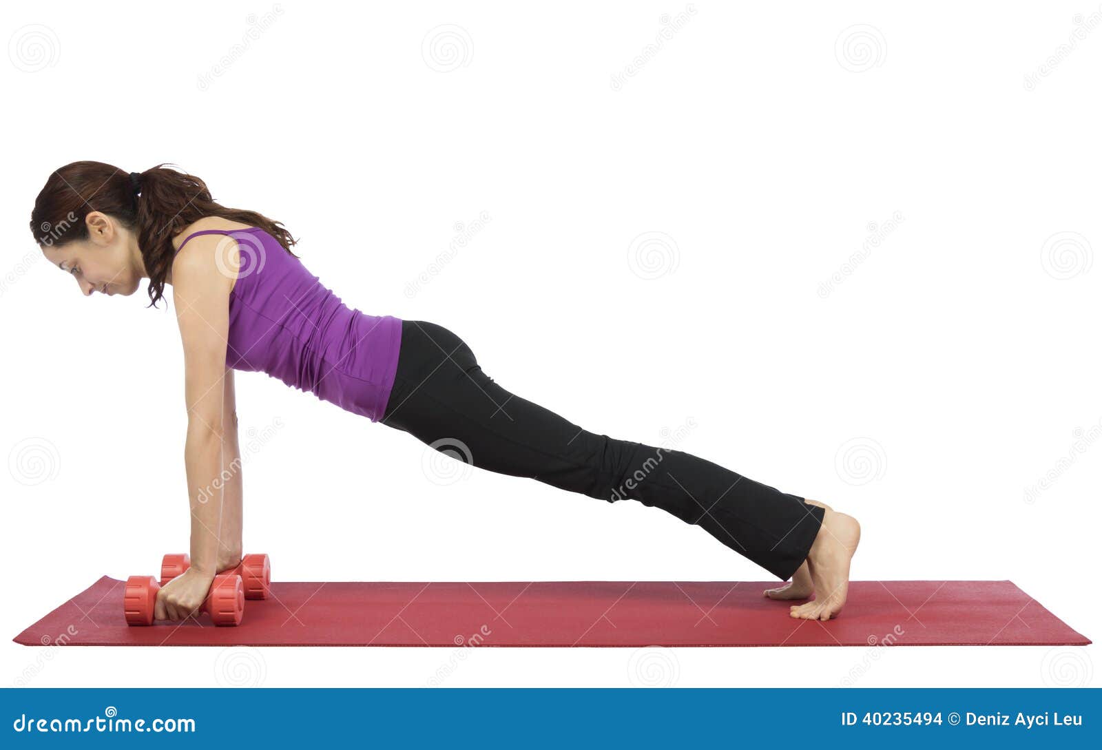 Woman Lifting Weights in Plank Pose Stock Photo - Image of female ...