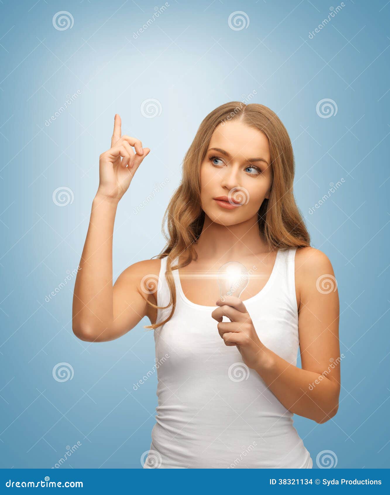 Woman with light bulb stock photo. Image of alternative - 38321134