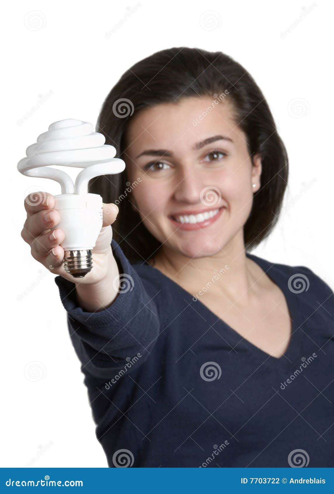 Woman with Light Bulb stock photo. Image of copy, environment - 7703722