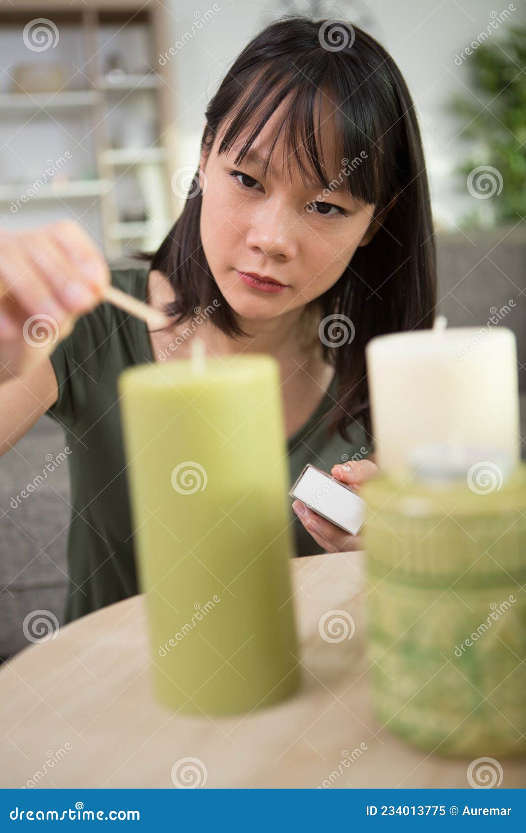 Woman lighting candle stock image. Image of communication - 234013775