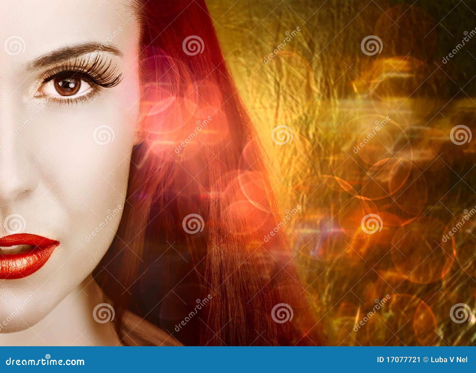 Woman on Lights Background. Stock Image - Image of looking, abstract ...