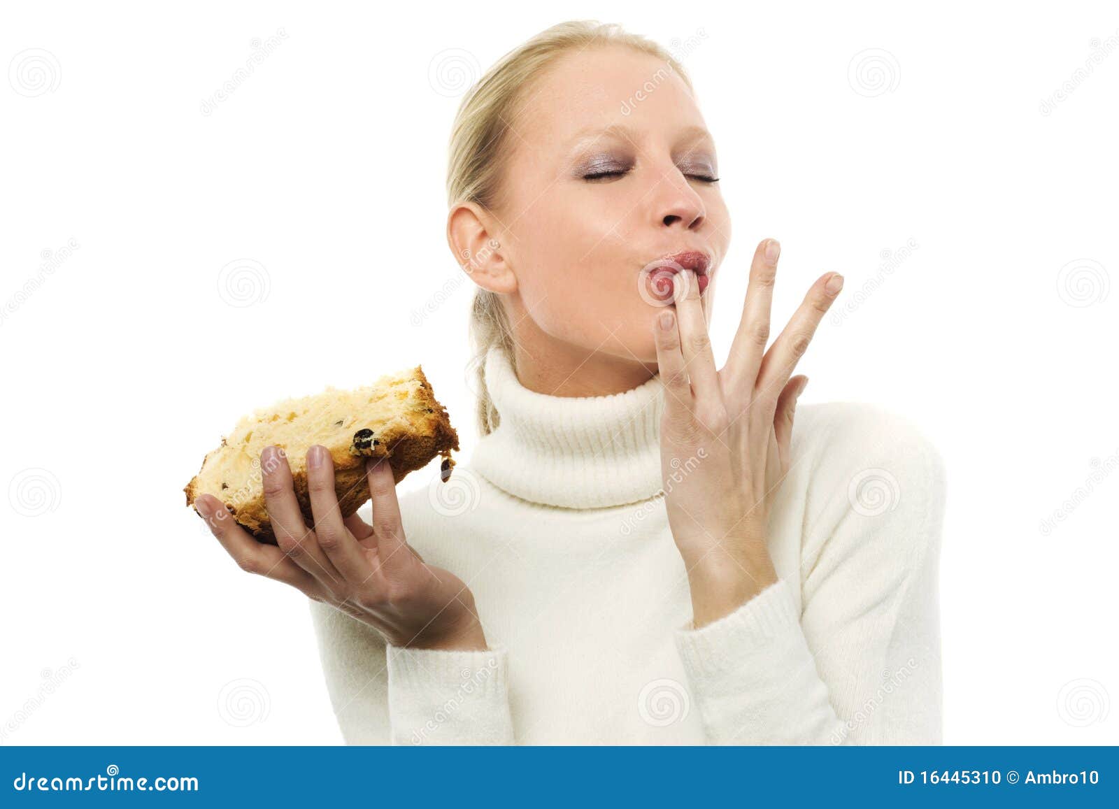 Woman Liking Finger With Cake Stock Photo - Image: 16445310
