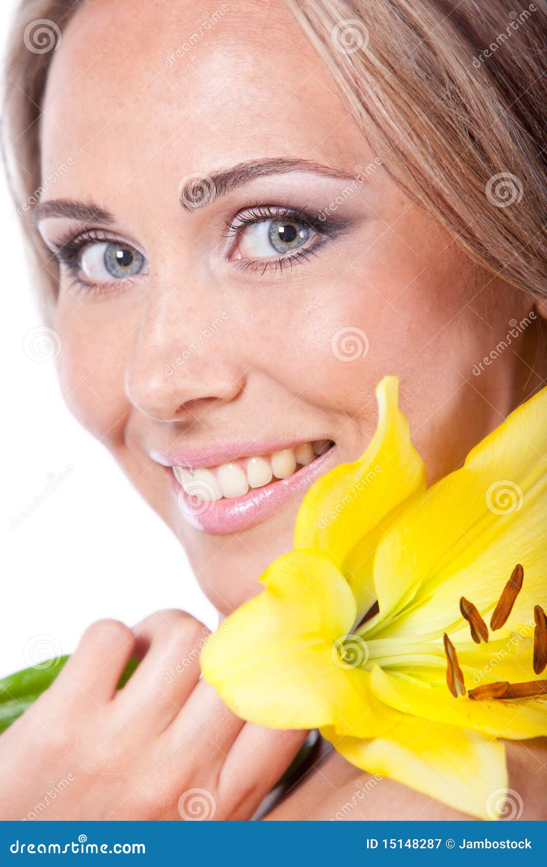 Woman with Lily flower stock image. Image of isolated - 15148287