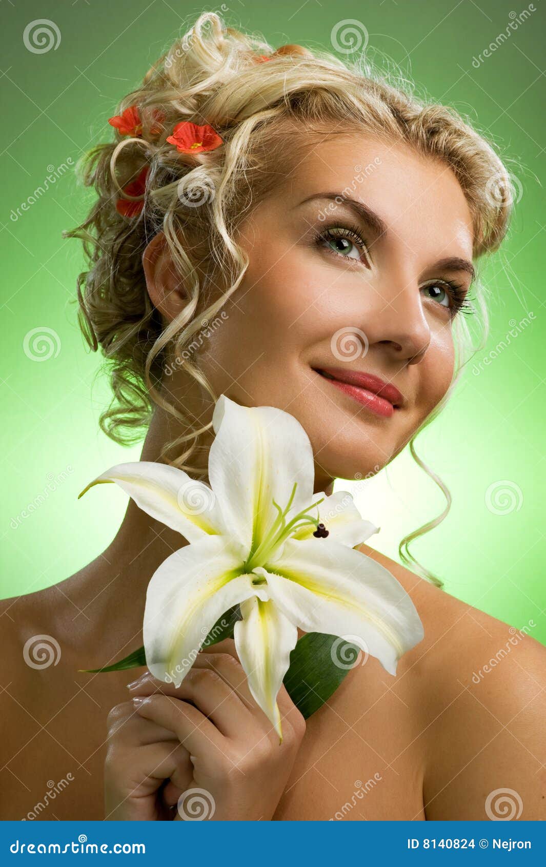 Woman with lily flower stock photo. Image of female, nature - 8140824