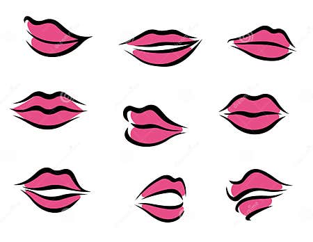 Woman Lips in Cartoon Style Stock Vector - Illustration of glossy ...