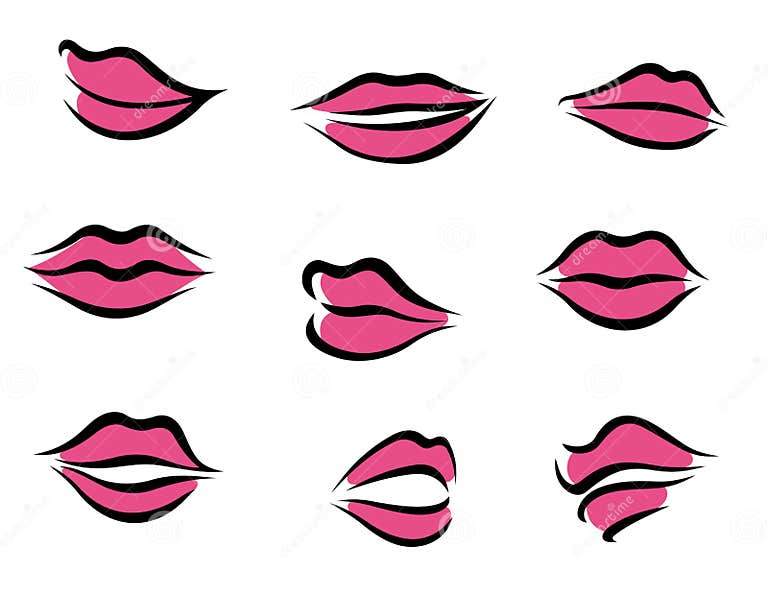 Woman Lips in Cartoon Style Stock Vector - Illustration of glossy ...