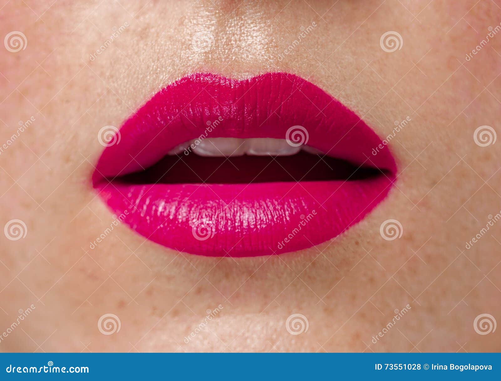 Woman Lips Close Up Red Lipstick Stock Photo - Image of human, pink ...