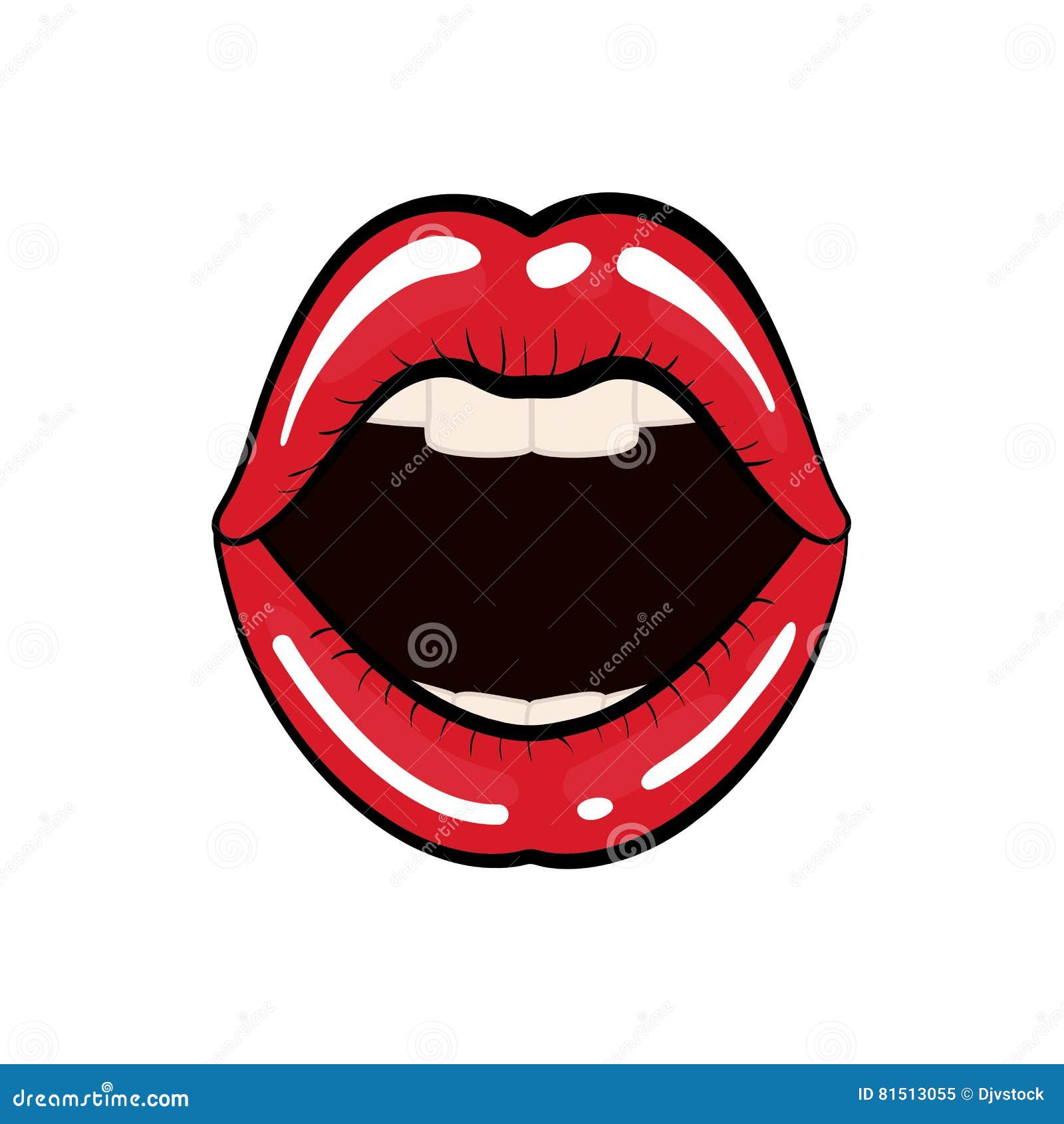 Woman lips comic style stock vector. Illustration of retro - 81513055