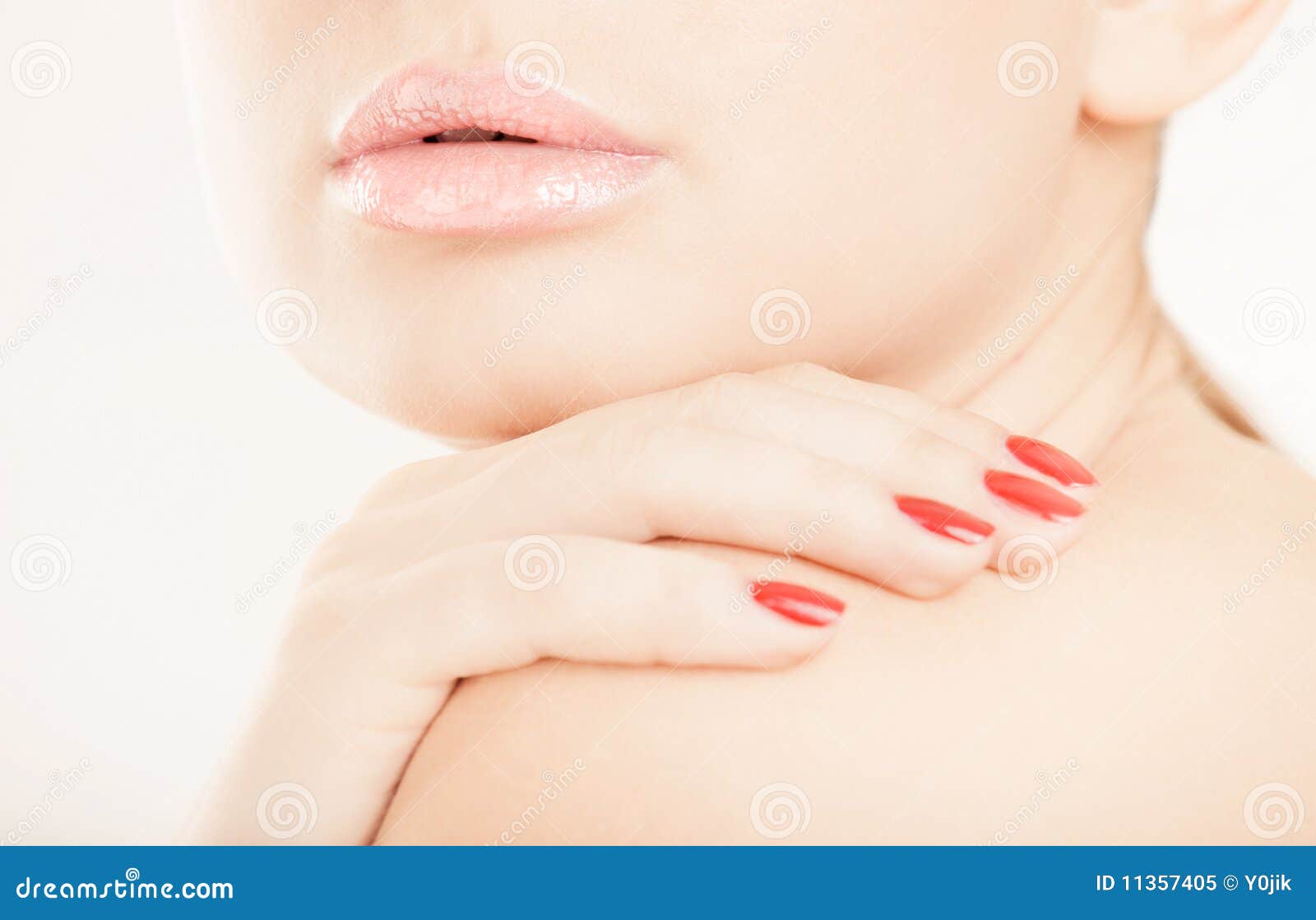 Woman Lips and Hand Close-up Stock Image - Image of skin, finger: 11357405