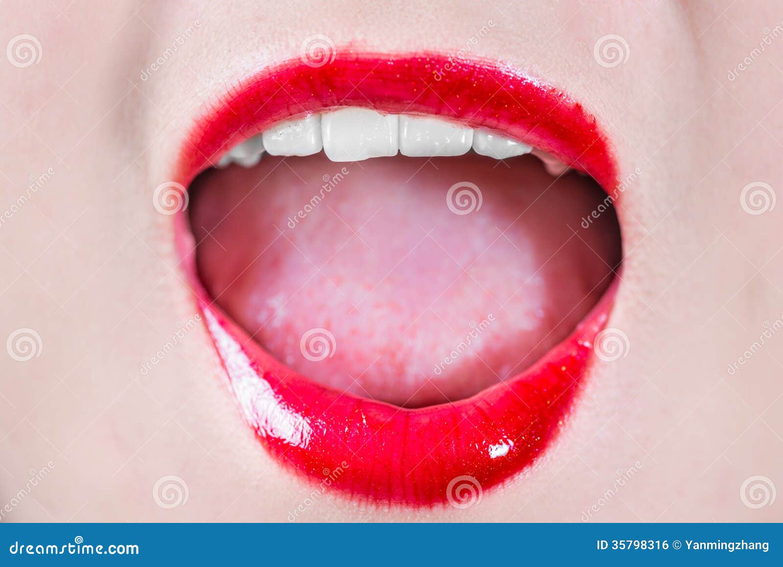 Woman Lips with Makeup Laughing Stock Photo - Image of detail, pink ...